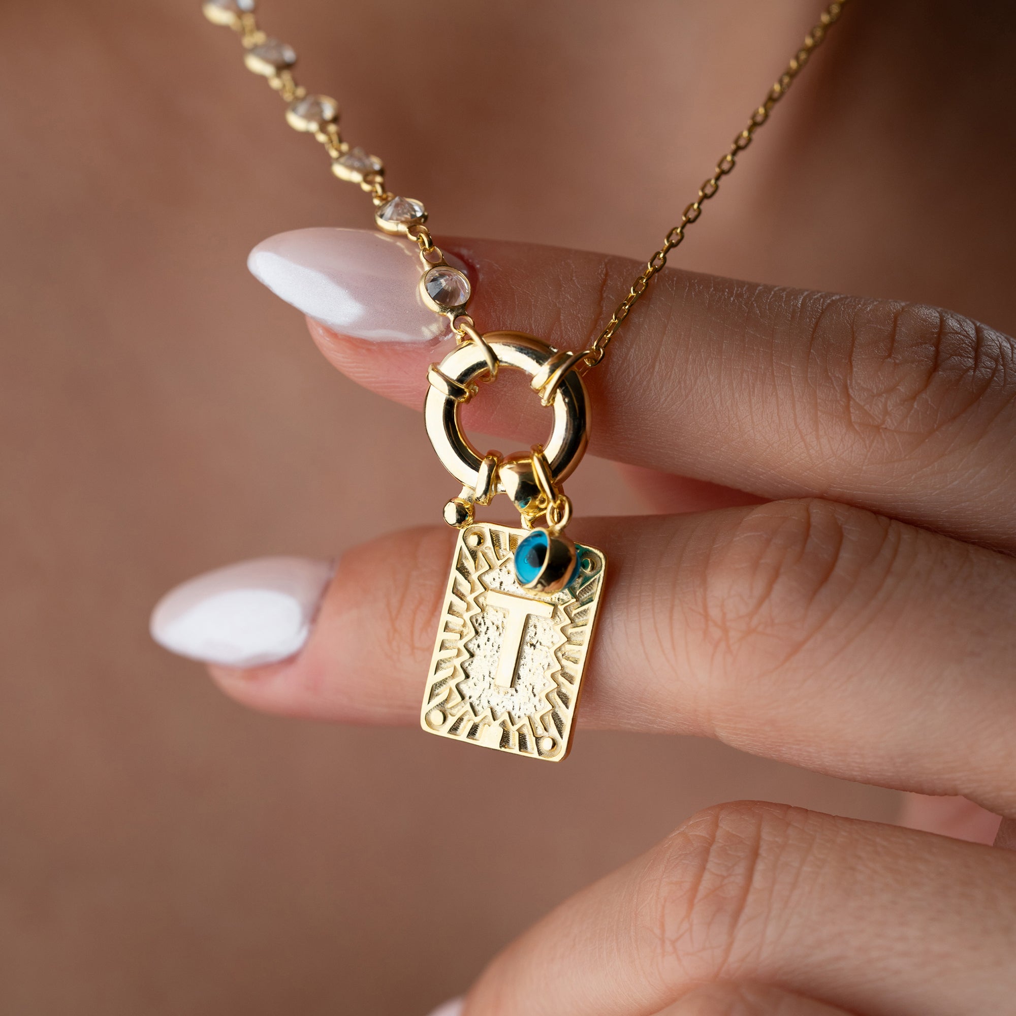 DUO VİNTAGE HARF KOLYE | 925 GÜMÜŞ